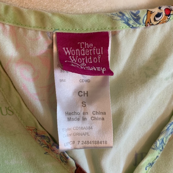 Disney | Tops | Disney Chip And Dale Scrub Top Green V Neck Small ...